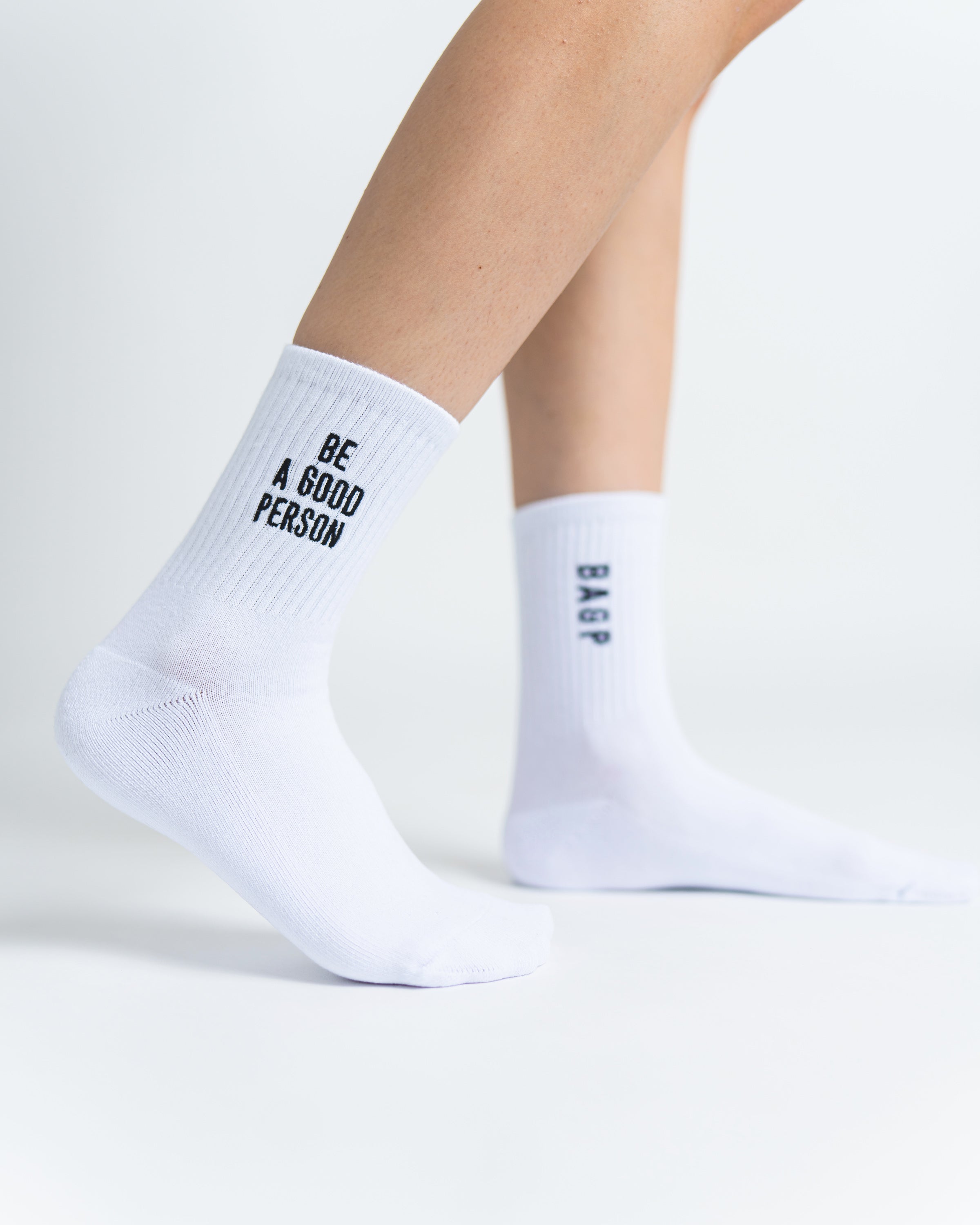 Half Crew Socks - White – Be A Good Person