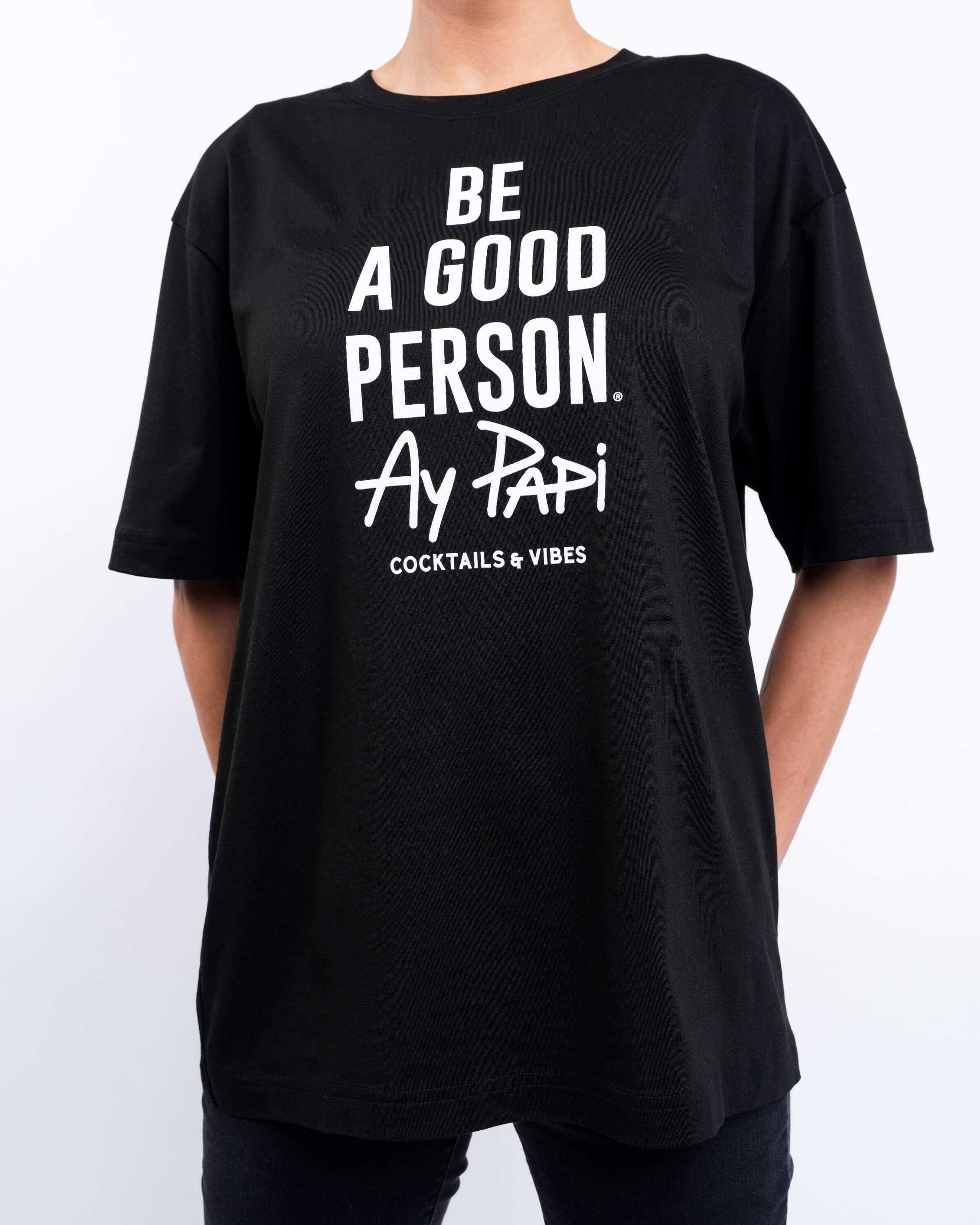 BE A GOOD PERSON X AY PAPI T-Shirt - Black – Be A Good Person